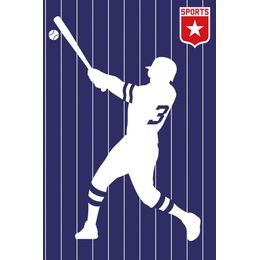 A.S. Création Leinwandbild A.S. CRÉATION "Baseball - Wandbild Blau Weiß Rot Keilrahmen Kunst modern", braun, T:2cm, Canvas, Bilder, Canvas Retro Leinwand Baseballspieler Wandkunst Schlafzimmer Retro