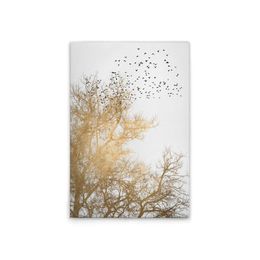 A.S. Création Leinwandbild A.S. CRÉATION "Golden Skies - Wandbild Creme Gold Keilrahmen Kunst modern", braun, T:2cm, Canvas, Bilder, Canvas Baumkrone Leinwand Weiß Wandkunst Wohnzimmer Gold Landschaften