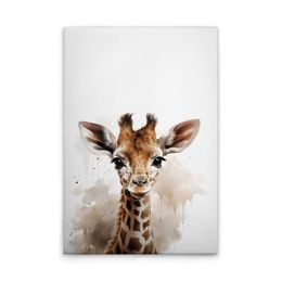 A.S. Création Leinwandbild A.S. CRÉATION "Baby Giraffe - Wandbild Weiß Braun Beige Keilrahmen Kunst", braun, T:2cm, Canvas, Bilder, Canvas Baby Leinwand Giraffe Wandkunst Schlafzimmer Kinderzimmer Deko