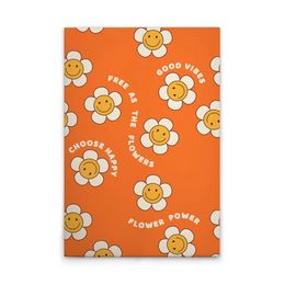 A.S. Création Leinwandbild A.S. CRÉATION "Flower Power4 - Wandbild Orange Gelb Keilrahmen Kunst", braun, T:2cm, Canvas, Bilder, Canvas Bunte Leinwand Retro Wandkunst Schlafzimmer Blumen Blumen Deko