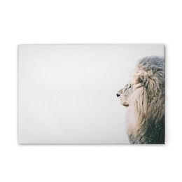 A.S. Création Leinwandbild A.S. CRÉATION "Lion In Snow - Wandbild Weiß Creme Beige Keilrahmen Kunst", braun, T:2cm, Canvas, Bilder, Canvas Tiere Leinwand Löwe Wandkunst Schlafzimmer Tiere Basic Büro