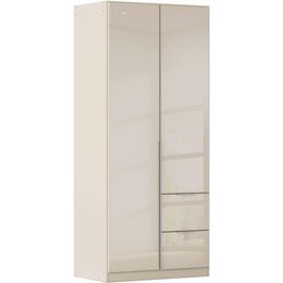 Drehtürenschrank Rauch "Kleiderschrank Kleiderschränke Schrank Garderobe AGORDO mit Glasfront", beige, glas beige (champagner), B:91cm H:229cm T:54cm, Holzwerkstoff, Schränke, mit Außenschubkästen, in 6 Breiten und 2 Höhen MADE IN GERMANY