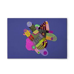 A.S. Création Leinwandbild A.S. CRÉATION "Looneyland 2 - Wandbild Violett Bunt Keilrahmen Kunst", braun, T:2cm, Canvas, Bilder, Canvas Bunte Leinwand Kreaturen Wandkunst Schlafzimmer Abstrakt Retro