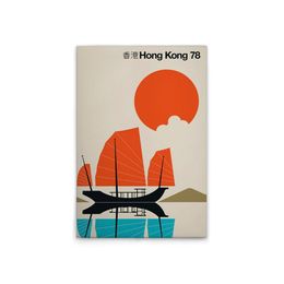 A.S. Création Leinwandbild A.S. CRÉATION "HongKong78 - Wandbild Creme Blau Orange Keilrahmen Kunst", braun, T:2cm, Canvas, Bilder, Canvas Retro Leinwand Hong Wandkunst Schlafzimmer Kong Retro & Deko