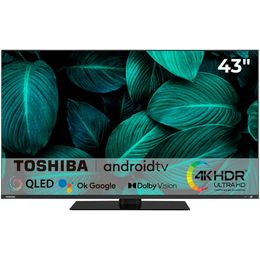 Toshiba LED-Fernseher, F (A-G), schwarz, 43, Fernseher