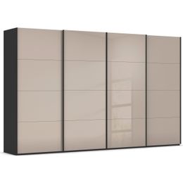 Schwebetürenschrank Rauch "Scale-FYRA", schwarz, glas fango, griffleisten schwarz, B:360cm H:223cm T:68cm, Holzwerkstoff, Schränke, edle viergeteilte Türen mit Glas-Front viele Farben MADE IN GERMANY