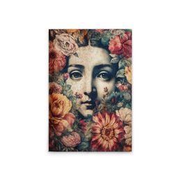 A.S. Création Leinwandbild A.S. CRÉATION "Blooming Mona Lisa - Wandbild Bunt Blau Keilrahmen Kunst", braun, T:2cm, Canvas, Bilder, Canvas Mona Leinwand Lisa Wandkunst Schlafzimmer Personen Floral Deko