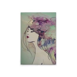 A.S. Création Leinwandbild A.S. CRÉATION "Lady 3 - Wandbild Bunt Grün Violett Keilrahmen Kunst", braun, T:2cm, Canvas, Bilder, Canvas Aquarell Leinwand Frau Wandkunst Schlafzimmer Personen Modern