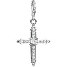 Charm-Einhänger Thomas Sabo "Charm-Anhänger Kreuz, 1732-051-14", bunt (silberfarben, weiß, weiß), Charms, Damen, Silber 925 (Sterlingsilber), mit Zirkonia (synth.)