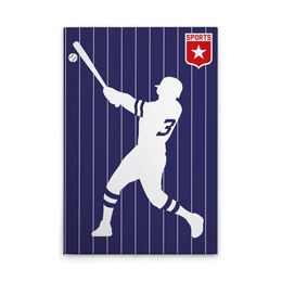 A.S. Création Leinwandbild A.S. CRÉATION "Baseball - Wandbild Blau Weiß Rot Keilrahmen Kunst modern", braun, T:2cm, Canvas, Bilder, Canvas Retro Leinwand Baseballspieler Wandkunst Schlafzimmer Retro