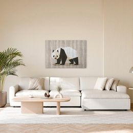 A.S. Création Leinwandbild A.S. CRÉATION "Born to be wild 2 - Wandbild Grau Schwarz Keilrahmen Kunst", braun, T:2cm, Canvas, Bilder, Canvas Holzoptik Leinwand Panda Wandkunst Schlafzimmer Tiere Landhaus