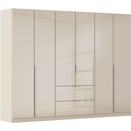 Drehtürenschrank Rauch "Kleiderschrank Kleiderschränke Schrank Garderobe AGORDO mit Glasfront", beige, glas beige (champagner), B:271cm H:210cm T:54cm, Holzwerkstoff, Schränke, mit Außenschubkästen, in 6 Breiten und 2 Höhen MADE IN GERMANY