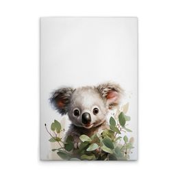 A.S. Création Leinwandbild A.S. CRÉATION "Baby Koala - Wandbild Weiß Grün Grau Keilrahmen Kunst", braun, T:2cm, Canvas, Bilder, Canvas Baby Leinwand Koala Wandkunst Schlafzimmer Kinderzimmer Tiere