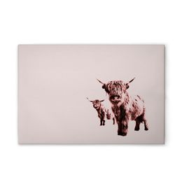 A.S. Création Leinwandbild A.S. CRÉATION "Highland Cows - Wandbild Beige Braun Rosa Keilrahmen Kunst", braun, T:2cm, Canvas, Bilder, Canvas Tiere Leinwand Kühe Wandkunst Schlafzimmer Tiere Basic Büro