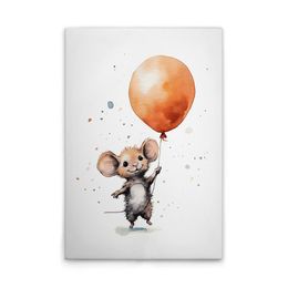 A.S. Création Leinwandbild A.S. CRÉATION "Cute Mouse Orange - Wandbild Weiß Braun Keilrahmen Kunst", braun, T:2cm, Canvas, Bilder, Canvas Niedliche Leinwand Maus Deko Wohnzimmer Orange Kindermotive