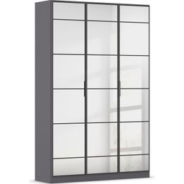 Drehtürenschrank Rauch "Acero", grau (graumetallic), B:136cm H:210cm T:41cm, Holzwerkstoff, Schränke, Spiegelfront in moderner Loft-Optik MADE IN GERMANY