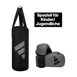 Boxsack adidas Performance "Youth Boxing Kit", schwarz (schwarz, grau), Boxsäcke, B/H/L: 20cm x 53cm x 20cm, B:20cm H:53cm L:20cm Ø:26cm