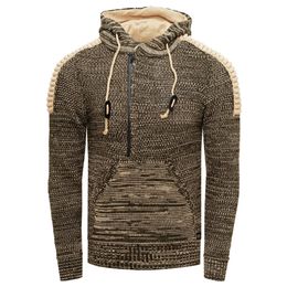 Kapuzensweatshirt Rusty Neal "Knitwear", Herren, Gr. 4XL, grün (khaki), 70% Polyacryl, 30% Baumwolle, unifarben, casual, normal, ohne Ausschnitt, Sweatshirts, mit praktischem Reißverschluss