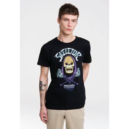 T-Shirt logoshirt "Skeletor", Herren, Gr. L, schwarz, 100% Baumwolle, bedruckt, casual, normal, Rundhals, Shirts, mit großem Masters Of The Universe-Print