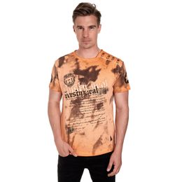 T-Shirt Rusty Neal, Herren, Gr. L, orange, 100% Baumwolle, bedruckt, casual, normal, Rundhals, Shirts, in tollem Batik-Design