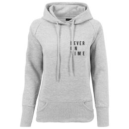 Kapuzenpullover MisterTee "MisterTee Herren Ladies Never On Time Hoody", Damen, Gr. M, grau, 60% Baumwolle, 40% Polyester, mehrfarbig, casual, normal, Pullover