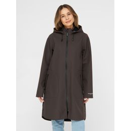 Regen- und Matschjacke Ilse Jacobsen "RAIN128", Damen, Gr. 34, braun (chocolate braun), Obermaterial: 94% Polyester, 6% Elasthan; Futter: 100% Polyester, casual, loose fit, Langarm normaler Saum, Jacken, Atmungsaktiv, Kapuze, wasserdicht, leicht, YKK 2-Wege Reißverschluss