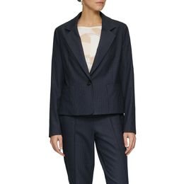 Jackenblazer s.Oliver BLACK LABEL, Damen, Gr. 38, blau, Web, Obermaterial: 65% Polyester, 32% Viskose, 3% Elasthan. Futter: 100% Polyester, gepunktet, casual, tailliert taillenbedeckt, tiefer V-Ausschnitt, Langarm, Blazer, gepunktet, mit 1-Knopfverschluss und Taschen