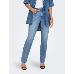 Low-rise-Jeans Only "ONLBRENDA LOW WIDE DNM CRO158 NOOS", Damen, Gr. XS (34), Länge 30, blau (light medium blau denim), Denim/Jeans, Obermaterial: 100% Baumwolle, unifarben, modisch, gerade, Jeans