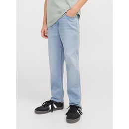 Jack & Jones Slim-fit-Jeans JACK & JONES JUNIOR "JJIGLENN JJORIGINAL GE 118 I.K SN JNR", Jungen, Gr. 140, N-Gr, blau (blau denim), Denim/Jeans, Obermaterial: 48% Baumwolle, 26% Viskose, 25% Polyester, 1% Elasthan, Abriebeffekte, modisch, slim fit knöchellang, Jeans