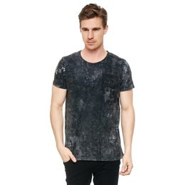 T-Shirt Rusty Neal, Herren, Gr. L, grau (anthrazit), 100% Baumwolle, bedruckt, casual, normal, Rundhals, Shirts, mit modernem Print