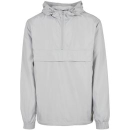 Anorak Urban Classics "Urban Classics Herren Basic Pull Over Jacket", Herren, Gr. L, grau (lightasphalt), 100% Polyester, unifarben, casual, normal, ohne Ausschnitt, Langarm, Jacken