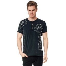 T-Shirt Rusty Neal, Herren, Gr. L, schwarz-weiß (schwarz, weiß), 100% Baumwolle, bedruckt, casual, normal, ohne Ausschnitt, Shirts, mit seitlichem Print