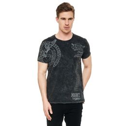 T-Shirt Rusty Neal, Herren, Gr. L, grau (anthrazit), 100% Baumwolle, bedruckt, casual, normal, Rundhals, Shirts, mit eindrucksvollem Print