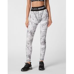 Leggings Plein Sport "Leggings Leggins", Damen, Gr. L, US-Größen, 01, weiß, FABRIC 1: 90% POLYESTER 10% ELASTANE, Hosen