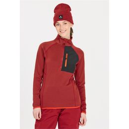 Fleeceshirt WHISTLER "Helge", Damen, Gr. 38, rot, 95% Polyester, 5% Elasthan, unifarben, sportlich, hoch geschlossener Ausschnitt, Langarm, Shirts, mit praktischer Brusttasche