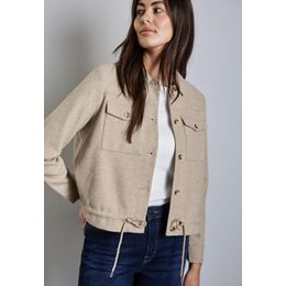 Hemdjacke Street One, Damen, Gr. 44, honey sand, Stoff, Obermaterial: 90% Polyester, 10% Viskose, meliert, casual, normal hüftlang, Langarm Manschette, Jacken, in Wolloptik