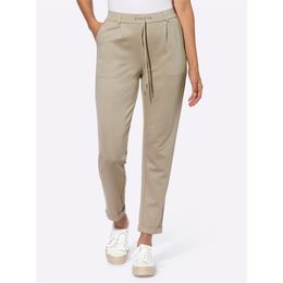 Jogger Pants Inspirationen, Damen, Gr. 36, Normalgrößen, beige, 58% Viskose, 36% Polyamid, 6% Elasthan, unifarben, lang, Hosen