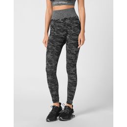 Leggings Plein Sport "Leggings Camouflage", Damen, Gr. L, US-Größen, 02, schwarz, FABRIC 1: 74% POLYAMIDE 18% POLYESTER 8% ELASTANE, Hosen