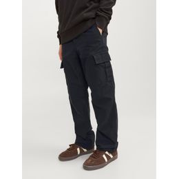 Jack & Jones Cargohose JACK & JONES JUNIOR "JPSTKANE JJBARKLEY CARGO PANT NOOS JNR", Jungen, Gr. 152, N-Gr, schwarz, Web, Obermaterial: 100% Baumwolle, unifarben, modisch, relaxed fit knöchellang, Hosen