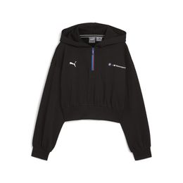 Hoodie Puma "BMW M Motorsport ESS+ Hoodie mit Reißverschluss bis zum Hals", Damen, Gr. L, schwarz, Obermaterial: 32% Polyester, 68% Baumwolle; Futter: 100% Baumwolle; Kapuzenfutter: 100% Baumwolle; Rippe: 96% Baumwolle, 4% Elasthan, relaxed fit, Rundhals, Sweatshirts