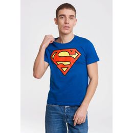 T-Shirt logoshirt "DC - Superman Logo Clean", Herren, Gr. L, blau, 100% Baumwolle, unifarben, casual, normal, Rundhals, Kurzarm, Shirts, mit angesagtem Superman-Logo