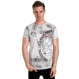 T-Shirt Rusty Neal, Herren, Gr. L, grau, 100% Baumwolle, bedruckt, normal, Rundhals, Kurzarm, Shirts, mit plakativem Frontprint