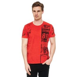 T-Shirt Rusty Neal, Herren, Gr. L, rot, 100% Baumwolle, bedruckt, casual, normal, Rundhals, Kurzarm, Shirts, mit modernem Print