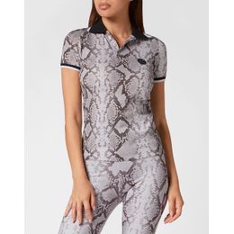 Poloshirt Plein Sport "Poloshirt Python", Damen, Gr. L, 10, grau, STOFF NR. 1: 100% BAUMWOLLE, Shirts