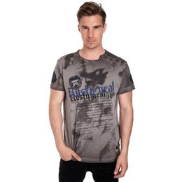 T-Shirt Rusty Neal, Herren, Gr. L, grau (anthrazit), 100% Baumwolle, bedruckt, casual, normal, Rundhals, Kurzarm, Shirts, in tollem Batik-Design