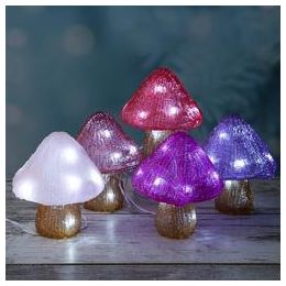 MARELIDA LED Pilze - Acrylfigur - 50 kaltweiße LED - H: 15cm - Timer - Batteriebetrieb - für Außen