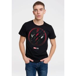 T-Shirt logoshirt "Marvel - Deadpool & Wolverine", Herren, Gr. L, schwarz, 100% Baumwolle, unifarben, casual, normal, Rundhals, Kurzarm, Shirts, mit coolem Frontprint