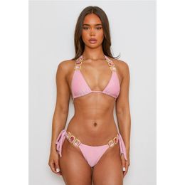 Bikini-Hose MODA MINX "Lumiere Boujee", Damen, Gr. M, US-Größen, rosa, 85% Polyester, 8% Elasthan, 7% Metall, unifarben, Badehosen, mit Rüscheneffekt hinten