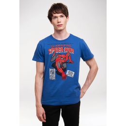 T-Shirt logoshirt "Marvel - Spider-Man Merciless Foes", Herren, Gr. L, blau, 100% Baumwolle, bedruckt, casual, normal, Rundhals, Kurzarm, Shirts, mit lizenziertem Print