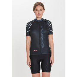 Radtrikot Endurance "Genevieve W Cycling", Damen, Gr. 36, schwarz, 100% Polyester, bedruckt, sportlich, kurz, hoch geschlossener Ausschnitt, Kurzarm, Trikots, mit extra hohem Komfort